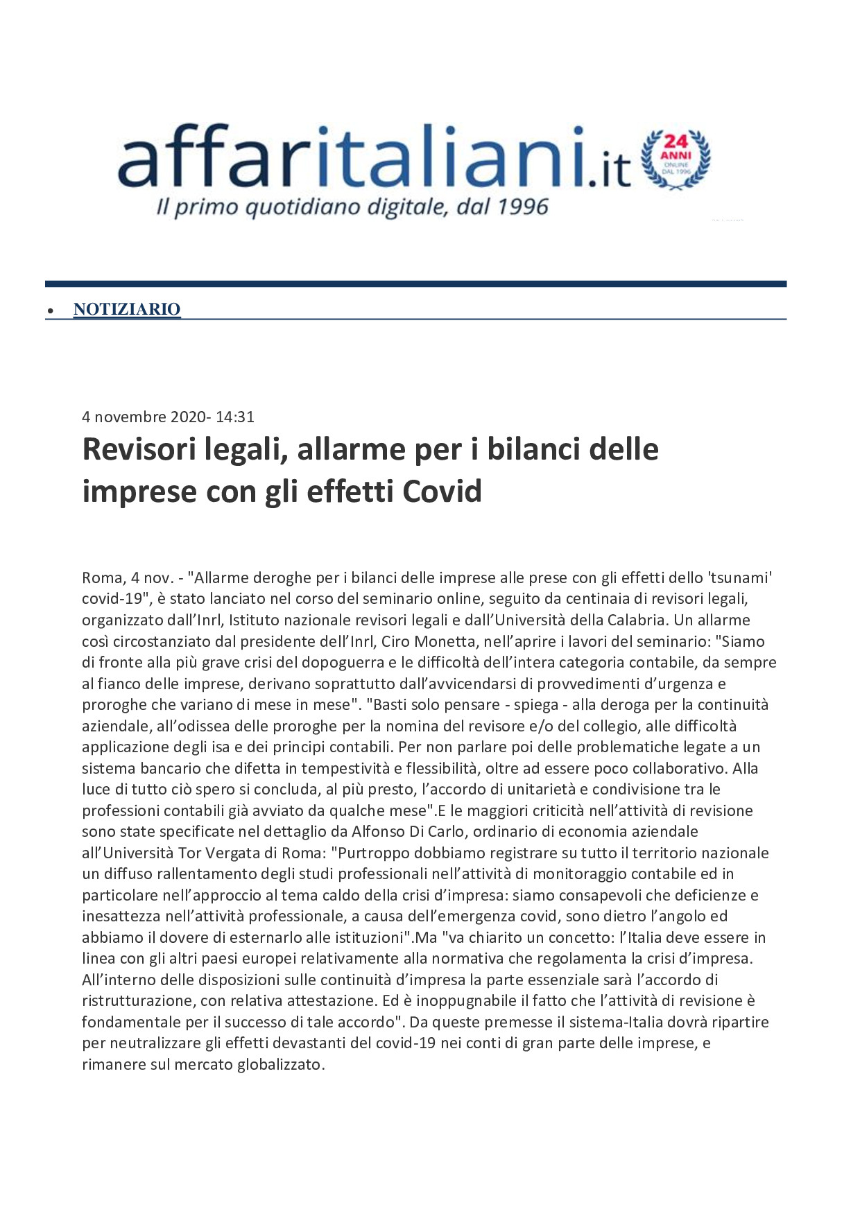 L’allarme Inrl per i bilanci delle imprese, alle prese con gli effetti ...